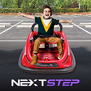 Electric Bumper Car for Kids - 12V Rechargeable Battery Powered Ride On Vehicle for Toddlers w/ 2 Driving Modes, Safety Belt, Remote Control, LED Lights, 360 Degree Spin, Dual Joystick (Red)