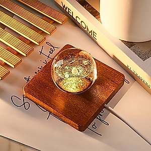 ERWEI LED Wood Light Display Base for Crystal Glass Art Wooden Lamp Stand Base Colorful Square Lighted Base for 3D Crystal Light Pedestal for Resin Art Acrylic Crystal Sphere Holder