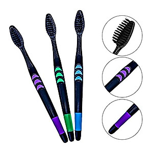96 Bulk Toothbrushes Manual Travel Toothbrush Set for Adults or Kids, Multi-Color, Medium Soft, Oral Tooth Brush. Travel Toiletries Black Bristle