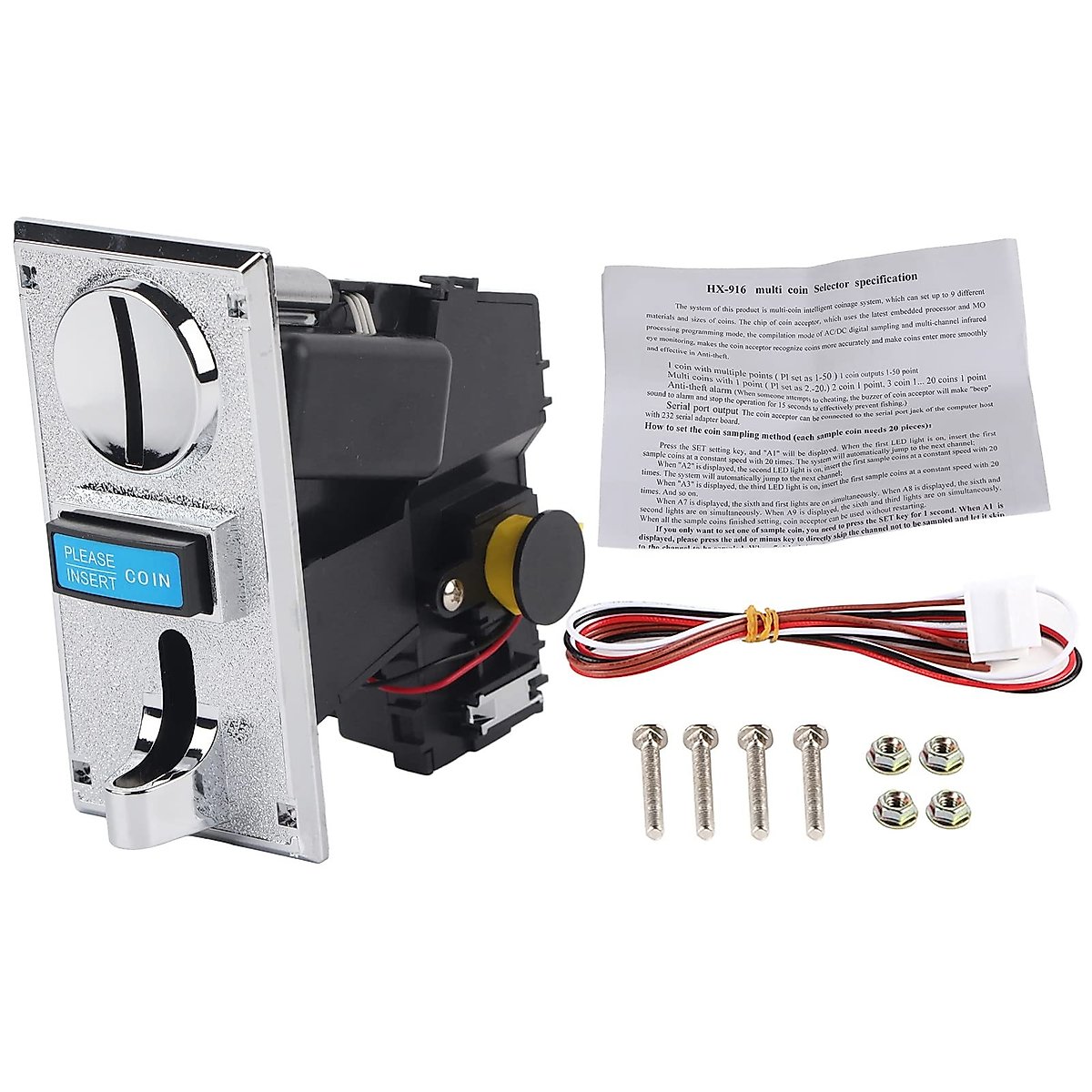 Sluffs Coin Pusher Machine, Coin Operated Washer and Dryer,Multi Coin Acceptor Selector Slot for Arcade Game Mechanism Vending Machine