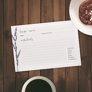 Vintage Lavender Flowers Recipe Cards, Set of 50 - Rustic Elegance for Your Culinary Creations (4x6 in. - Rectangle)