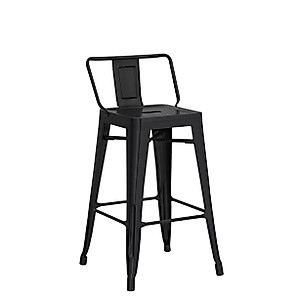 Apeaka 24 inch Metal Bar Stools Set of 4 Modern Counter Height Stools with Backs Industrial Low Back Bar Chairs for Indoor Outdoor Matte Black