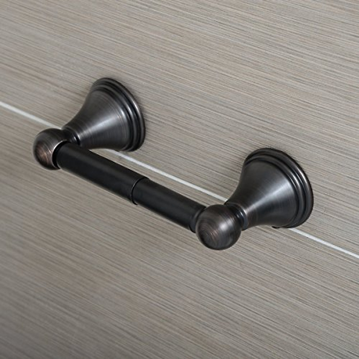 Amazon Basics AB-BR807-OR Modern Towel Ring, 6.3-inch Diameter, Oil Rubbed Bronze & AB-BR809-OR Modern Spring Toilet Paper Holder, Oil Rubbed Bronze