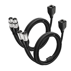 EBXYA DMX XLR 3 Pin Y Splitter to RJ45 Cable - RJ45 to Dual XLR Male & Dual Female Cable for Stage and Recording Studio 1 Pair(3 Feet)