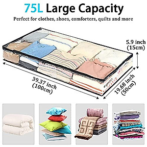 Vieshful 3 Pack Clothes Storage Bags and 3 Pack Clear Underbed Storage Bins, Large Capacity Clothing Containers with Sturdy Zippers and Strong Handles