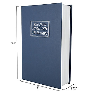 Book Safe with Key – Portable New English Dictionary Hidden Mini Safe Great for Traveling, Storing Money, Jewelry, and Passports by Stalwart (Blue)