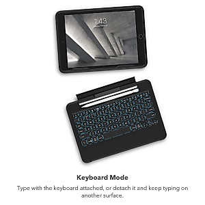 ZAGG Rugged Book iPad Case with Detachable Magnetic-Hinged Keyboard for iPad Air 3, iPad Pro 10.5" & 10.2" (9th Gen), Multi-Device Bluetooth, Apple Pencil Holder, Long-Lasting Battery, Wireless, Black