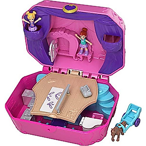 Polly Pocket Playset with 2 Micro Dolls & Surprise Accessories, Music Toy with Ballet Theme, Pocket World Tiny Twirlin' Music Box