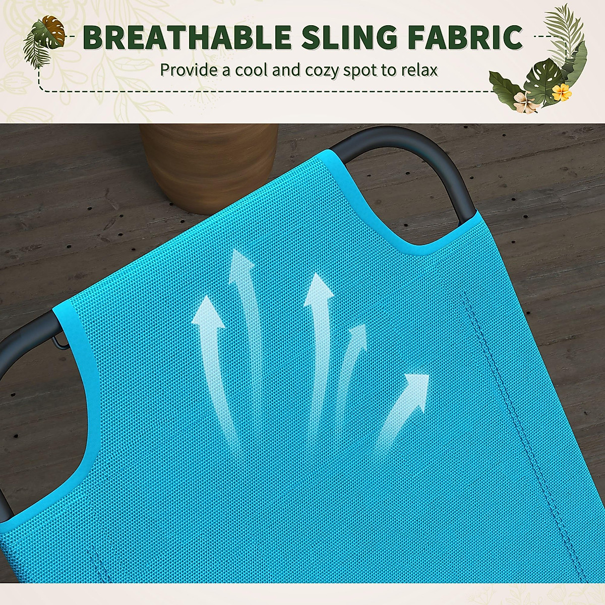 Outsunny Garden Rocking Chair, Outdoor Indoor Sling Fabric Rocker for Patio, Balcony, Porch, Light Blue