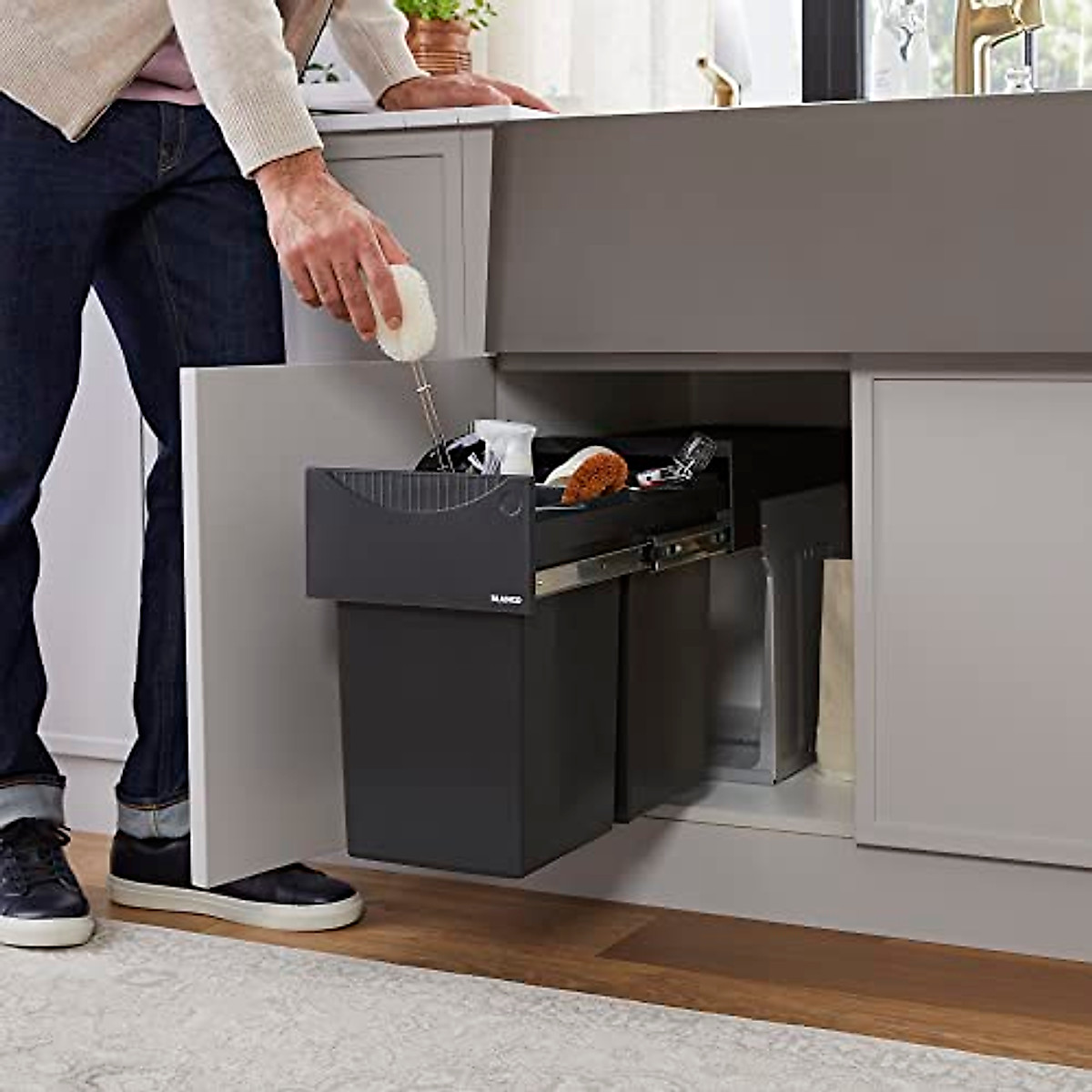 Blanco 526376 Botton II 30/2 Kitchen Waste sorter Container 30/2-526376, Black, 48,2 x 25,1 x 40