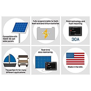 Blue Sky Energy SC30 30A PWM Solar Charge Controller with Display, Fully programmable for Lead-Acid or Lithium Batteries