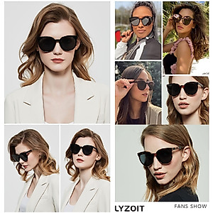 LYZOIT Round Sunglasses for Women Fashion Vintage Small Faces Shades Cute Trendy Teen Girls Flat Top Sun glasses Tortoise Shell Brown