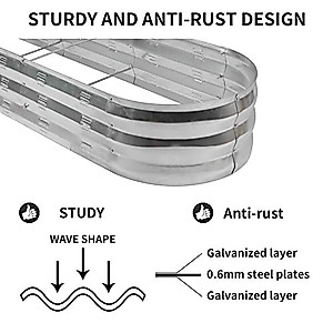 GADI Raised Garden Bed Kit for Vegetables Flower Galvanized Metal Planter Boxs Designed for Easy DIY and Cleaning Not Twist Or Rot (Silver)