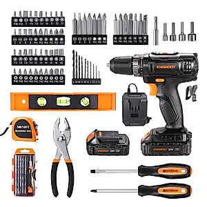 ENGiNDOT Tool Set with Drill, Cordless Drill Tool Kit 108Pcs Household Power Tools Drill Set with 20V Li-Ion Battery & Charger for Home Tool Kit