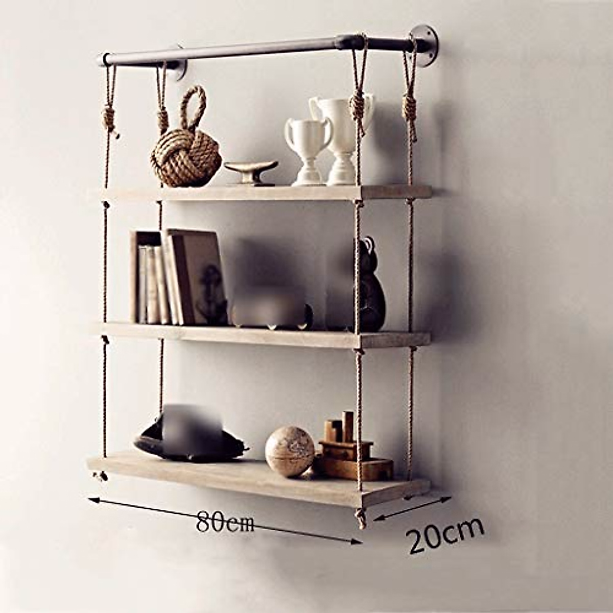 LLRYN Wall Shelf, Multi-Purpose Storage Shelf, Three-Layer partition, Adjustable for The Living Room of The Bathroom Kitchen, etc. (Size : 80 * 20cm)