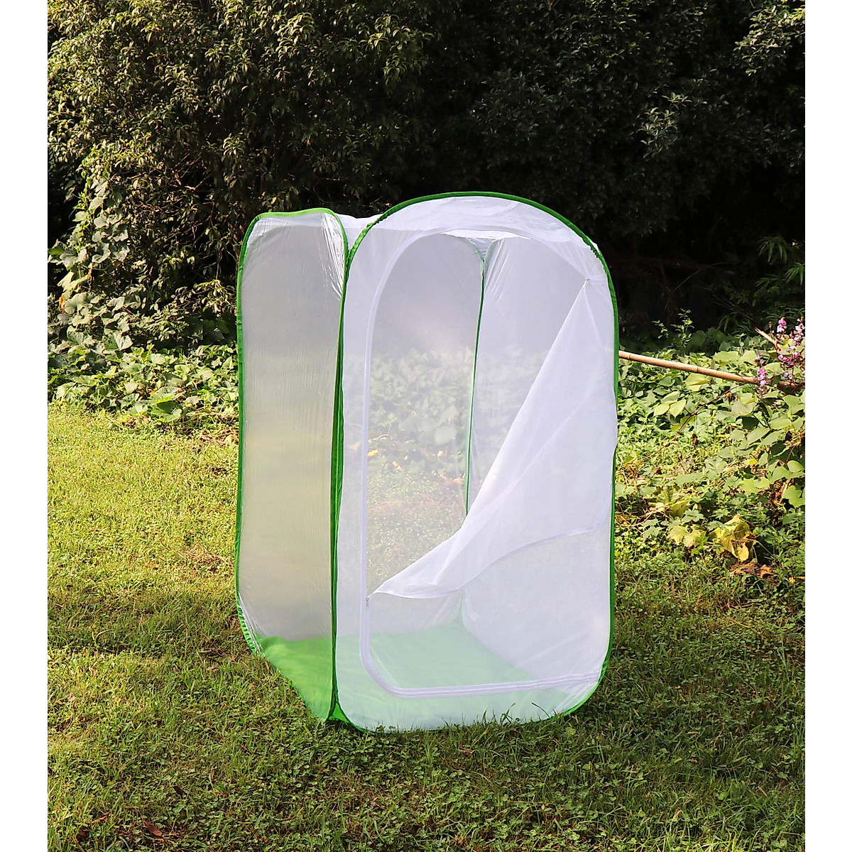 5 Feet Extra Large Monarch Butterfly Habitat, Giant Collapsible Insect Mesh Cage Terrarium Pop-up (White + Green, 35 x 35 x 59 Inches)