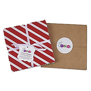 Soimoi Precut 10-inch Check Prints Cotton Fabric Bundle Quilting Squares Charm Pack DIY Patchwork Sewing Craft- Red & Green