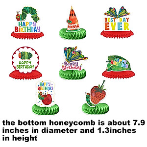 Cartoon Very Hungry Little Green Caterpillar Happy Birthday Honeycomb Centerpieces Insects Theme Decor for Boy Girl 1st Birthday Party Baby Shower Favors Supplies Decorations Photo Studio Booth Props