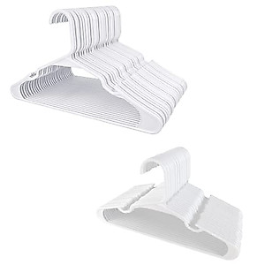 110 Pack - Plastic Hangers for Adults and Kids - Space Saving Notched 50 Pack Plastic Hangers - Durable 60 Pack Kids Hangers - White by Utopia Home