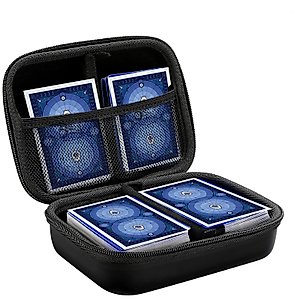 ProCase Trading Card Carrying Case, Playing Card Holder Organizer Fits Up to 400 Cards, Cards Storage Box with 2 Removable Dividers and Hand Strap -Black