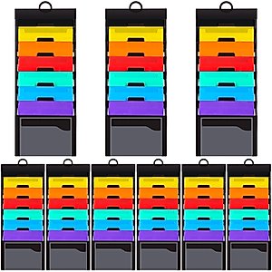 Yahenda Cascading Wall Organizer A4 Size Wall File Organizer 6 Pockets Hanging File Folders Multicolor Hanging File Organizer Removable Paper Organizer for Classroom Organization and Storage(9 Set)
