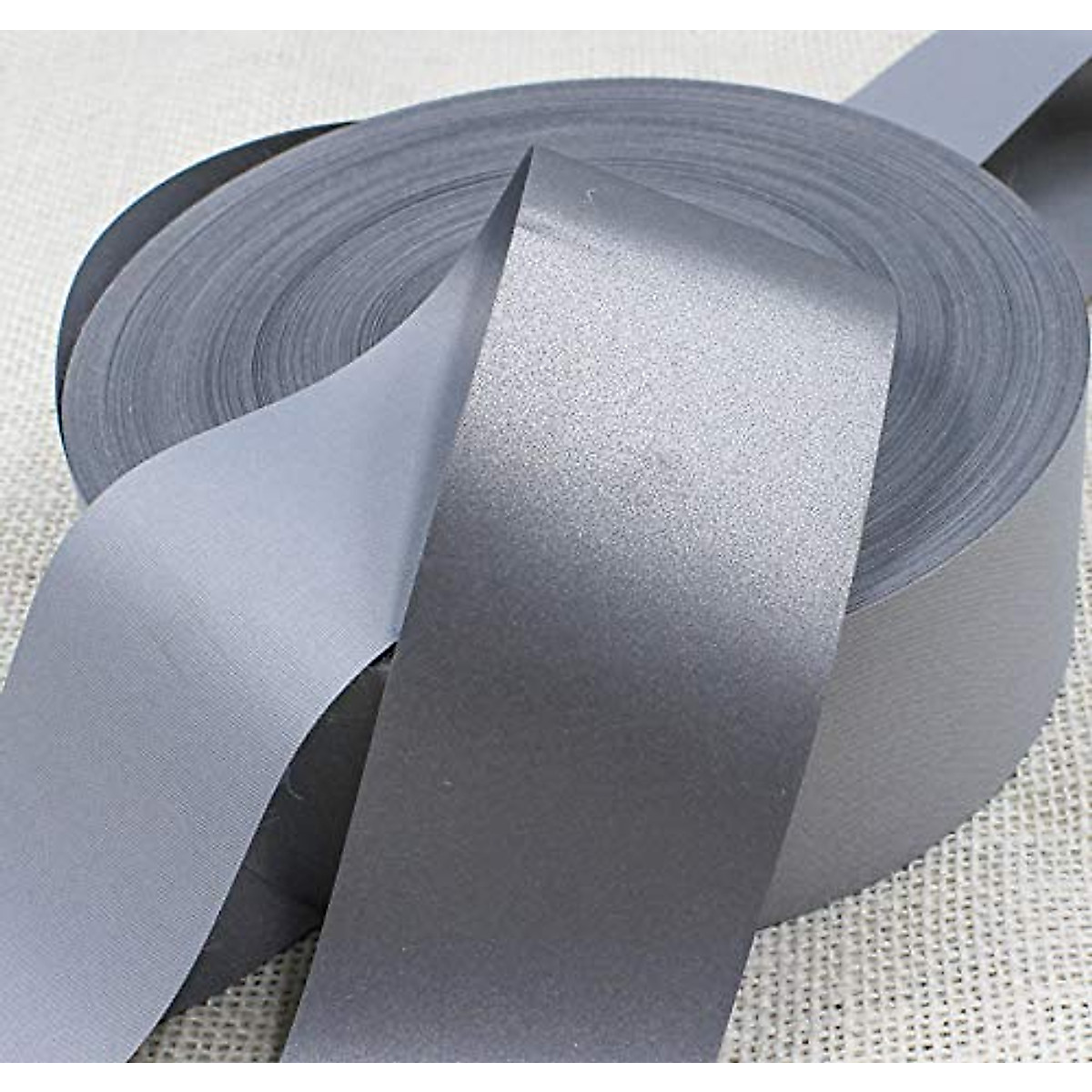 JINBING Sew On Silver Reflective Fabric Polyester Material DIY Tape for Clothing (1inch x 164feet)