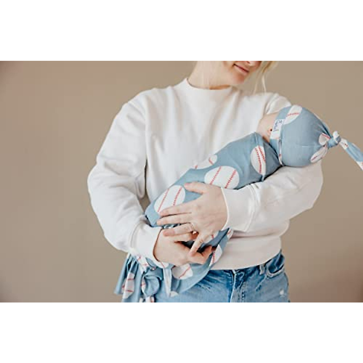 Large Premium Knit Baby Swaddle Receiving Blanket"Slugger" by Copper Pearl