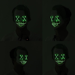 Light Up Skull Mask, Halloween Creepy LED Skeleton Mask for Cosplay, Adults… (Joker)
