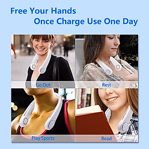 ASZKJ Neck Fan, Portable Neck Fan Rechargeable Headphone Design 3 Speeds Personal Wearable Neck Fant for Home, Office, Travel, Sport, Outdoor
