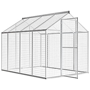 Tidyard Outdoor Aviary Aluminum, Walk-in Aviary with Heavy-Duty Hinged Door, Playing, Exercising, Training Wire Mesh 70"x95.3"x75.6"