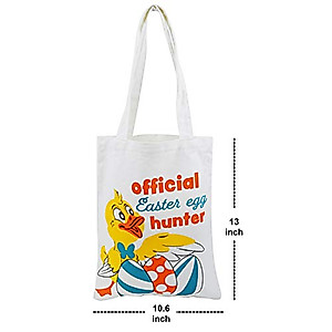 JOYIN Easter Tote Bags Easter Canvas Bags Reusable Grocery Shopping Bags Bunny Bags for Easter Eggs Hunt, Easter Basket, Easter Gift Goodie Bags with Handles for Easter Kids Party Favor Supplies
