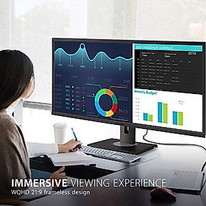 ViewSonic VG3456 34 Inch 21:9 1440p Monitor with Ergonomics Design, USB C, FreeSync, Docking Built-in (Renewed)