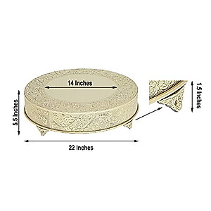 BalsaCircle 22-Inch Wide Silver Round Embossed Cake Stand Riser - Wedding Birthday Dessert Display Pedestal Centerpiece Wholesale