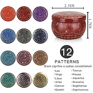 Scented Candles Gift Set for Women, Soy Wax 2.5 Oz Portable Travel Tin Candles, Candles Bulk with 12 Constellations for Aromatherapy and Home Decor, Gift for Birthday