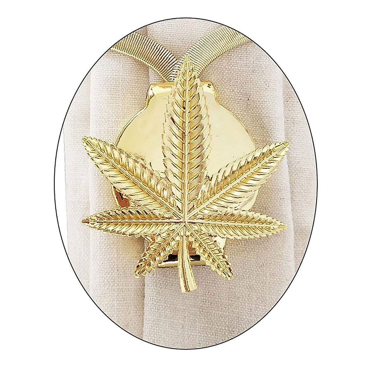 Premius Leaf Magnetic Decorative One Curtain Tie Back, Gold