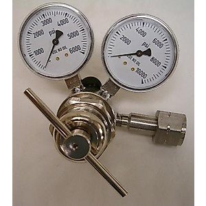 Miller Smith 827-00-27 Silverline High Pressure Analytical Brass Single Stage Regulators, 6000 PSI