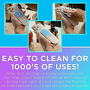 Flipstik New V2 - Foldable Adhesive Phone Mount - Stick Phone to Mirror, Window, Walls for Hands-Free Viewing, Selfies, or Videos - Tripod, & Kickstand - Featured in Shark Tank - Carrara Marble