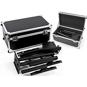 Displays2go TV Stand w/Locking Cabinet Fits Monitors 32”-65”, Collapsible w/Carry Case – Black (MBTVKDBKCRT)