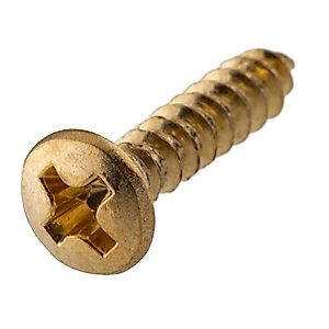 #5 x 5/8" Brass Oval Head Phillips Wood Screws - Pack of 25 - Self Tapping Screws for Wood - OH558-SB