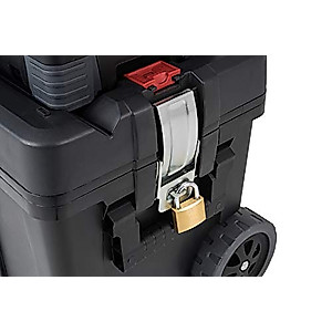 Keter Mobile Hawk Cart and Stackable Tool Box System and Organizer with Telescopic Comfort Grip Handle - Perfect Organization and Storage Chest for Power Drill, Tape Measure, and Small Parts