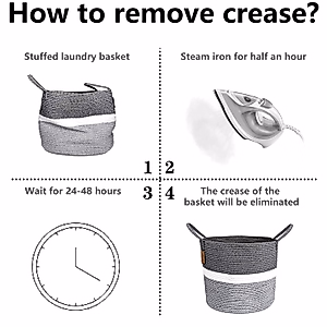 Laundry Hamper with Handles FULOOPHI Cotton Rope Woven Basket for Delicates Large Mesh Clothes Hamper for Washing Machine Pillows Towels Socks Shoes Kids Toys Trainers Travel Bedrooms Light Grey