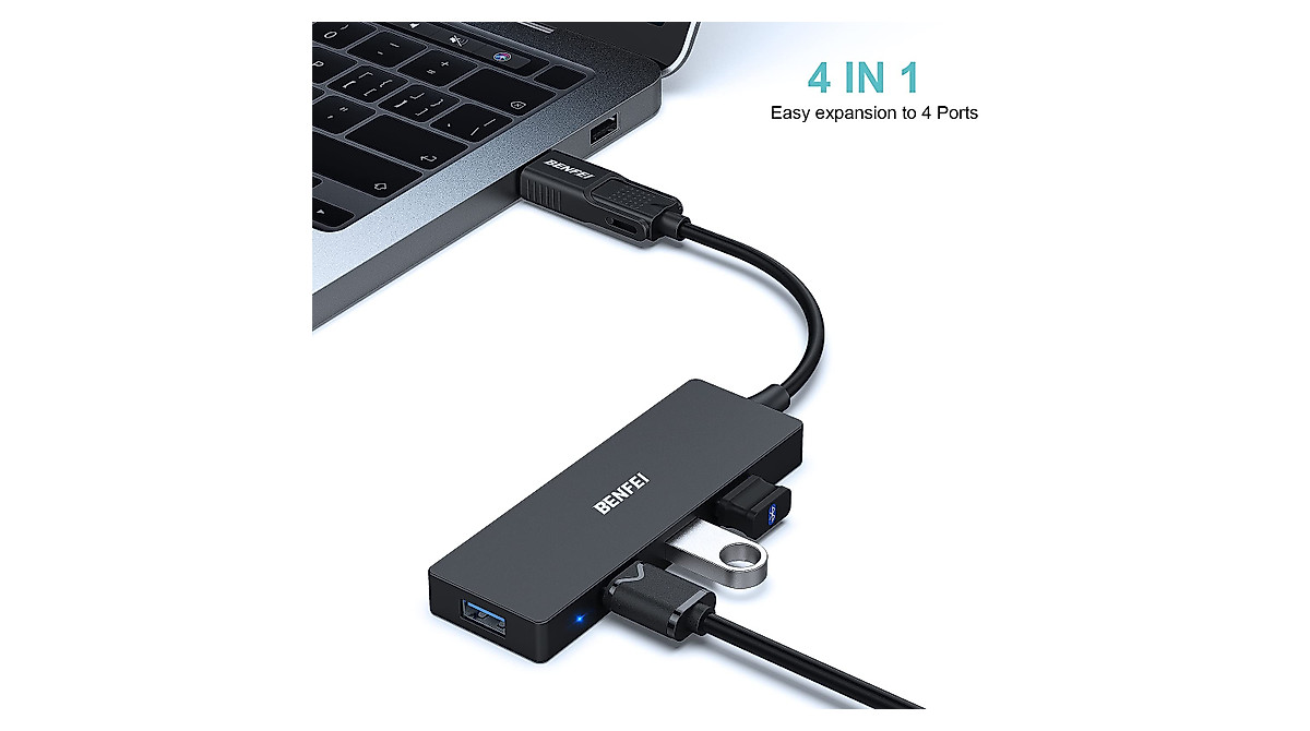 BENFEI 4-Port USB 3.0 Hub - Ultra Fast Data Transfer