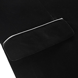 Mens Velvet Blazer - Slim Fit Tuxedo Suits - Shawl Collar Solid Jacket - Wedding Dinner Prom One Button Blazer - Black