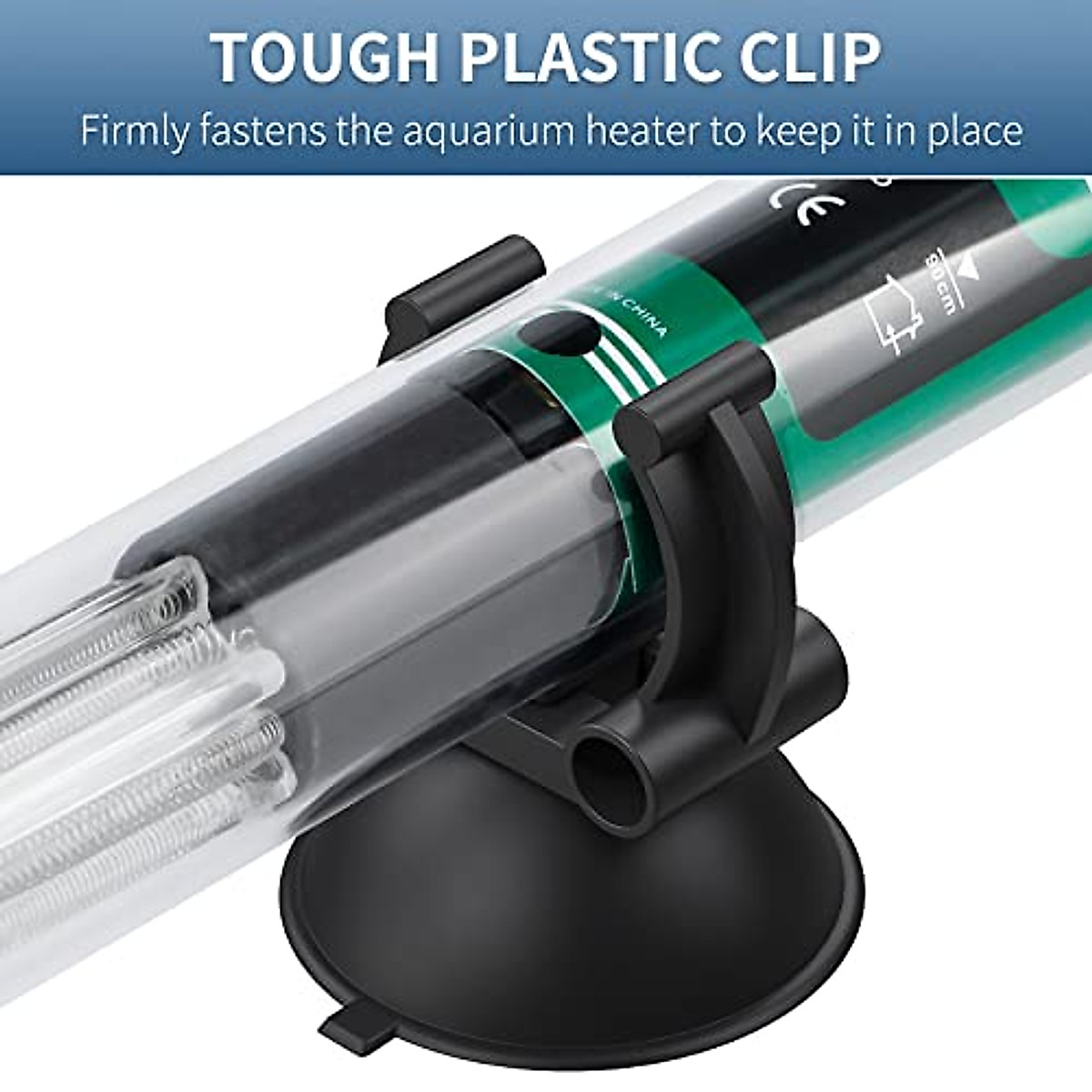 Pawfly 1.3 Inch Aquarium Heater Suction Cups Suckers with 0.95 Inch Clips Black Standard Heating Rod Holders Clamps for Fish Tanks (Not for Airline Tubing), 12 Pack