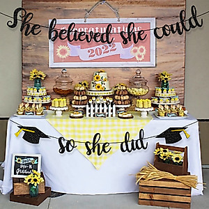 2023 Graduation Party Decorations Glitter Graduation Banners She Believed She Could So She Did Banner Graduation Party Supplies 2023 Grad Party Banner Decor for Girls Congrats Grad Banners 10Ft