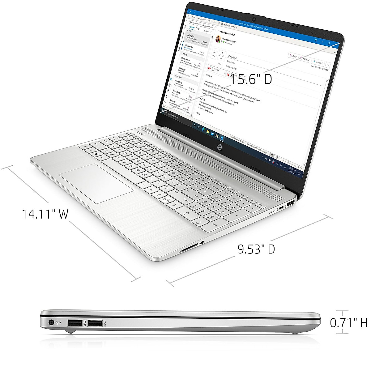 HP 15 15.6" Touchscreen FHD Business Laptop Computer, Intel Core i7-1165G7 up to 4.7GHz, 32GB DDR4 RAM, 1TB PCIe SSD, 802.11AC WiFi, Bluetooth, Silver, Windows 11 Pro S, BROAG 64GB Flash Drive