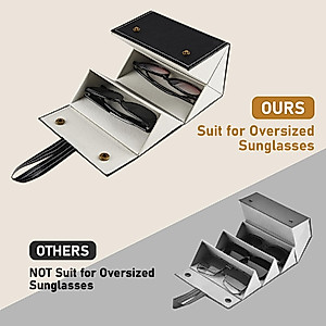 ALANGDUO Sunglasses Organizer Case 4 Slots,Premium Travel Sunglasses Organizer For Multiple Glasses,Sunglasses Travel Case Portable For Women Men(Black)