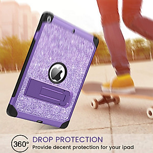 BENTOBEN for iPad 9th Generation Case with Kickstand, iPad 8th / 7th Generation Case Glitter Sparkly 3 Layers Shockproof Full Body Protective Girls Tablet Cover for iPad 10.2" 2021/2020/2019,Purple