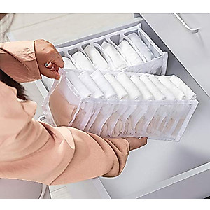 3 Set Thicker Underwear Drawer Organizers Divider, Home Foldable Bra Sock Underwear Organizer Storage Box (White)