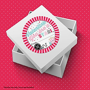 Lights Camera Action Movie Star Themed Valentine Party Favor Sticker Labels, 40 2" Party Circle Stickers by Amanda Creation, Great for Classroom Valentines, Envelope Seals, Gifts & Treats